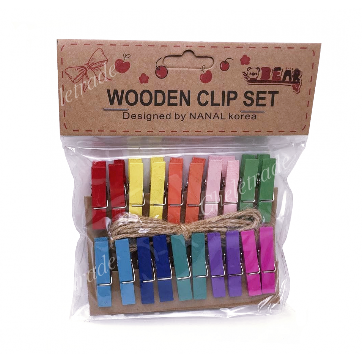 Wooden Clip Set 20s Coloured